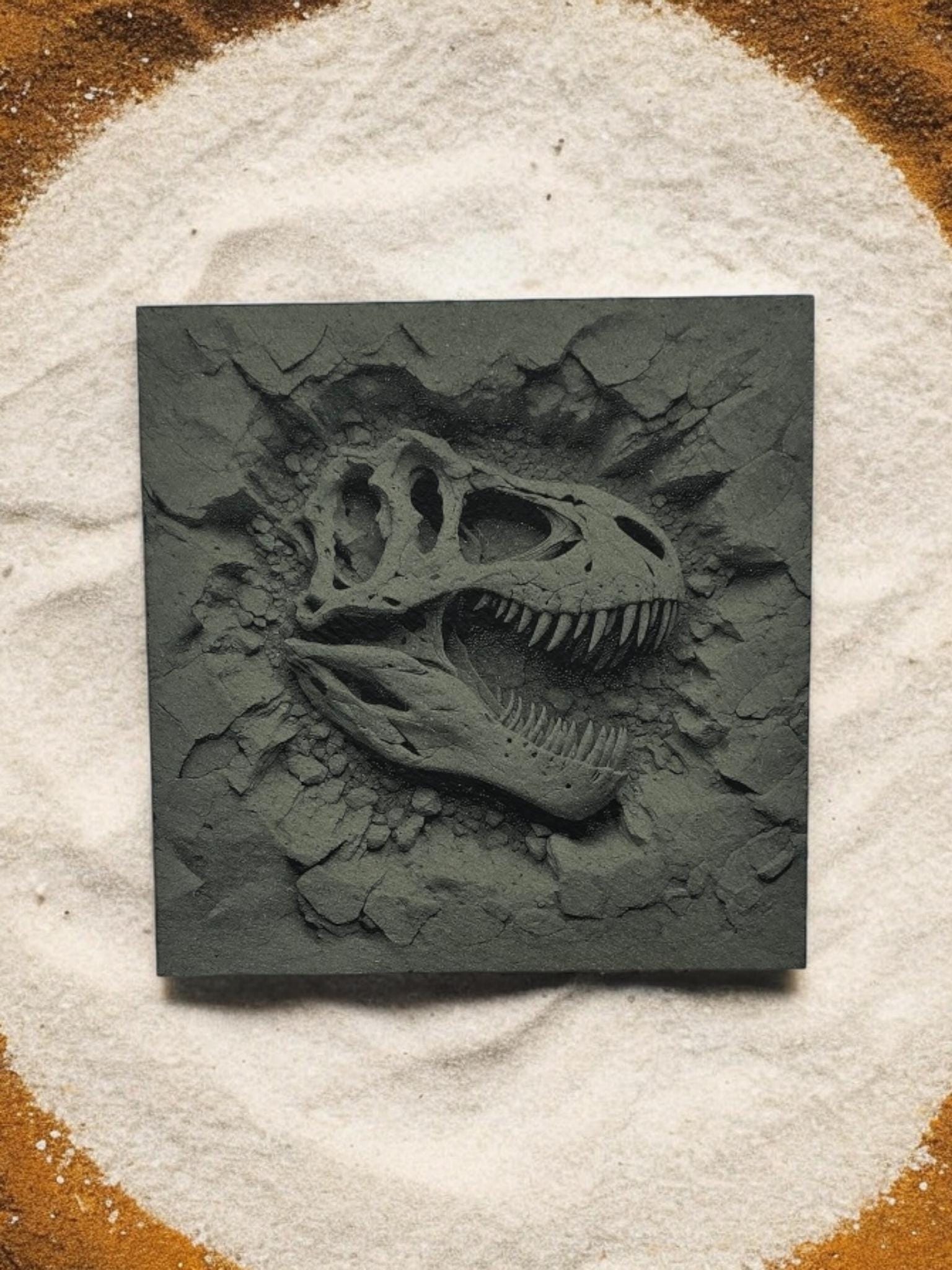 3D Effect Dinosaur Fossil Slate Coaster – Bored Monkey UK